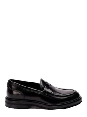 Dolce & Gabbana Logo Plaque Round Toe Loafers - Black