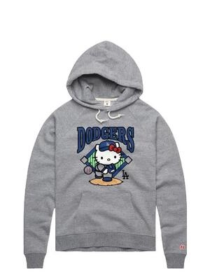 HOMAGE Hello Kitty X Los Angeles Dodgers Pitch Tri-blend Hoodie - Gray