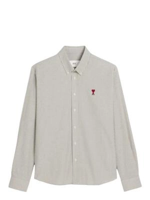 AMI Paris Striped Cotton Shirt - Gray