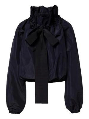 PATOU Patou Gathered Bow Detail Blouse Blue