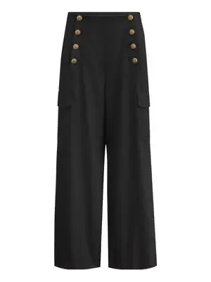 Dior Button-detailed Wide-leg Trousers - Black