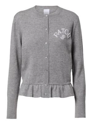PATOU Jacquard Logo Wool And Cashmere Cardigan - Grey