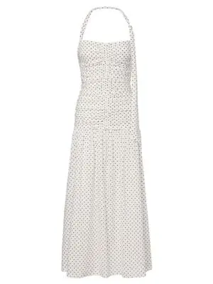 Posse Edie Polka-dot Halterneck Midi Dress - White