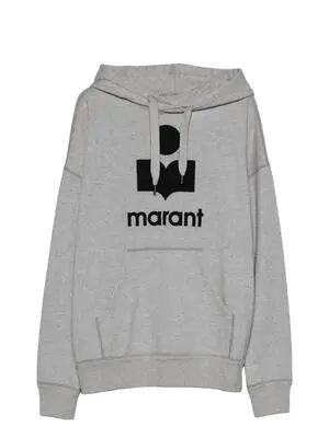 Isabel Marant Étoile Long-sleeve Sweatshirt With Drawstring Hood And Logo - Gray