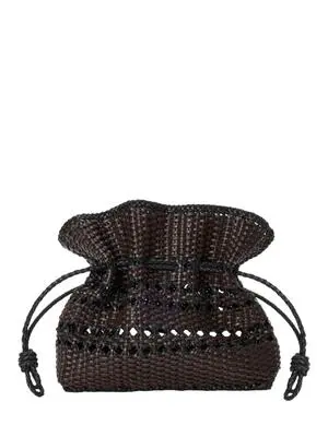 Loewe Medium Flamenco Woven Nappa Leather Clutch - Black