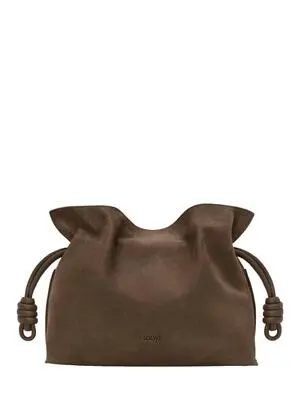 Loewe Loewe Medium Flamenco Clutch In Grained Nubuck Green
