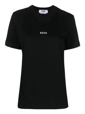 MSGM Logo Print Cotton T-shirt - Black