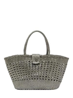 Rixo X Dragon Diffusion Lucine Woven Leather Tote Bag - Silver
