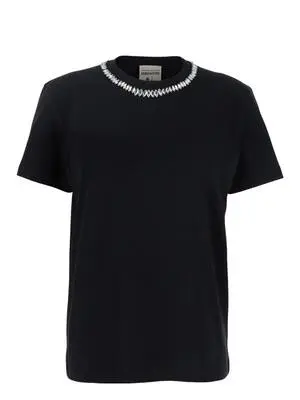 SEMICOUTURE Embellished Round Neck T-shirt - Black