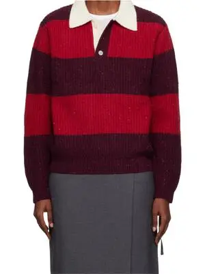 DUNST Ribbed Striped Polo Knitwear - Black