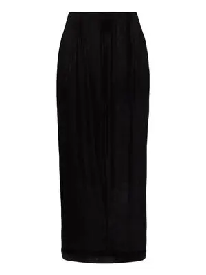 Wardrobe.NYC Ruched Midi Skirt - Black
