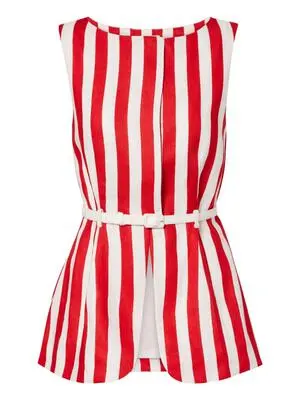 Posse Pamela Striped Linen Vest - Red