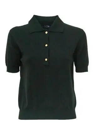 Max Mara Short-sleeve Knitted Polo Top - Black