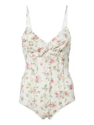 SHUSHU/TONG SHUSHU TONG Floral Bodysuit With Bow Detail No