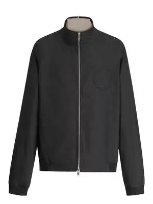 Dior Zip-up Shirt With Medaillon Logo Embroidery - Black