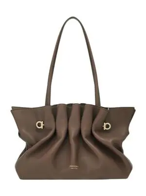 FERRAGAMO Soft Leather Shoulder Bag - Brown