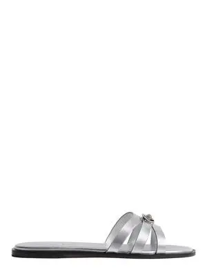 Dior Silver Metallic Strappy Slide Sandals - Gray