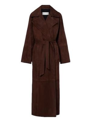 Nour Hammour Althea Suede Wrap Coat - Brown