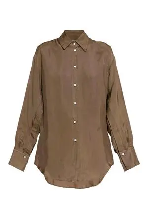 RÓHE Long Sleeve Shirt With Lapel Collar - Brown