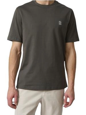 Brunello Cucinelli Logo Printed Crewneck T-shirt - Black