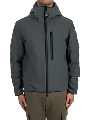 Moncler Lausfer Short Down Jacket With Hood And Logo Detail - Black