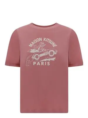 Maison Kitsuné Racing Fix Printed Crewneck T-shirt - Pink