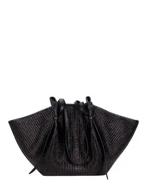 Yuzefi Woven Details Shoulder Bag - Black