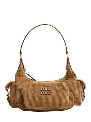 Miu Miu Corduroy Shoulder Bag - Brown