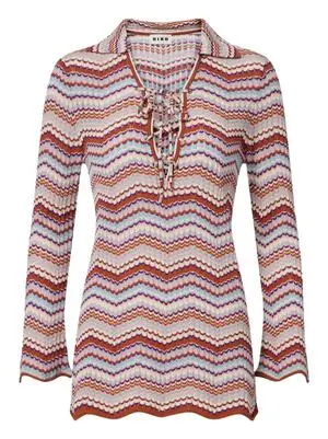 Rixo Brody Chevron Knit Top - Nude