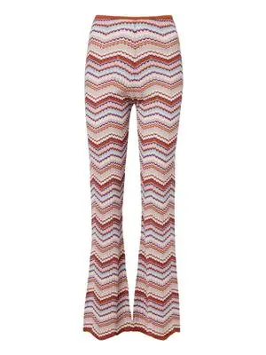 Rixo Boni Chevron Cotton Flared Pants - Nude