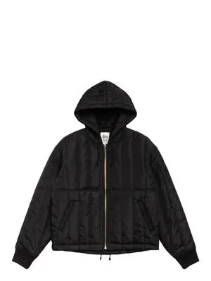 StÜssy Quilted Hooded Cotton Jacket With Zip Closure - Black