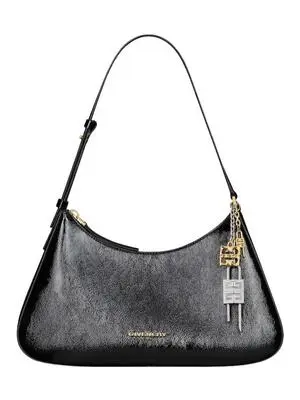 Givenchy Logo Plaque Padlock Detailed Shoulder Bag - Black