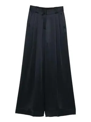 BLAZÉ MILANO Wide Leg Satin Trousers - Blue