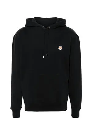 Maison Kitsuné Fox Head Patch Drawstring Hoodie - Black