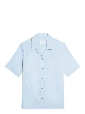 AMI Paris Front Pocket Short Sleeve Shirt - Blue