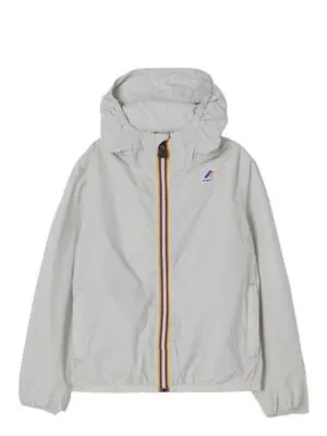 K-WAY Long Sleeve Hooded Jacket With Graphic Detail - Gray