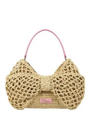 Dior Raffia Bow Bag - Nude