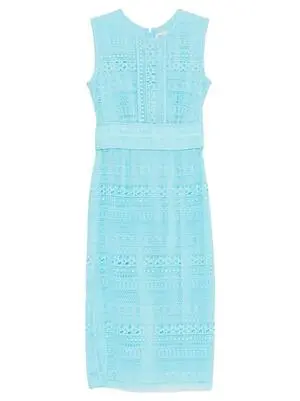 ERMANNO FIRENZE Round Neck Lace Midi Dress - Blue