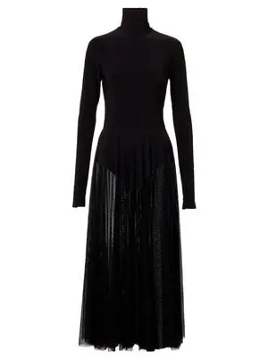 Norma Kamali Sheer Jersey And Mesh Midi Dress - Black