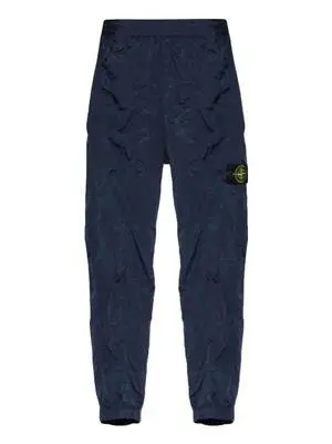 Stone Island Logo Patch Straight-leg Pants - Blue