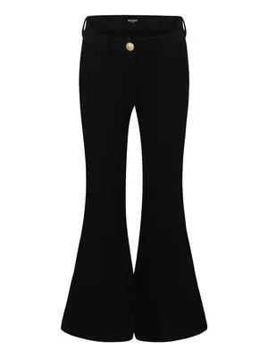 Balmain Logo-patch Flared Trousers - Black