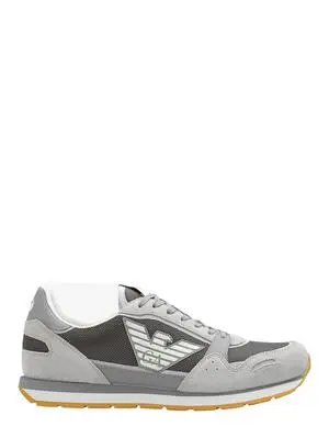 Emporio Armani Paneled Low-top Sneakers - Gray