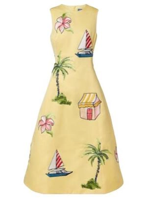 LEO Lin Beaded Patch-appliqué Midi Dress - Nude