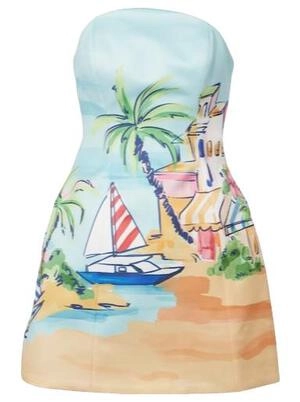 LEO Lin Printed Bustier Mini Dress - Blue