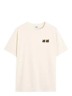 Maison Kitsuné Fox Embroidered Crewneck T-shirt - Latte