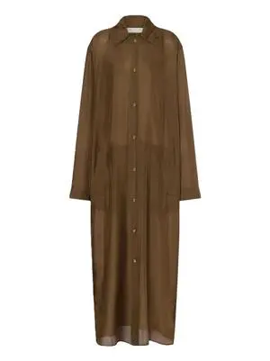 Philosophy Di Lorenzo Serafini Lapel Collar Long Jacket - Brown