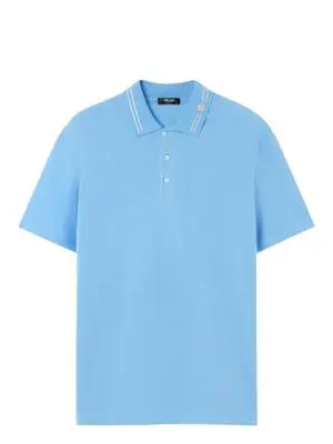 Versace Medusa-embroidered Short-sleeved Polo Shirt - Blue