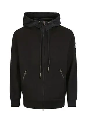 Moncler Zip-up Contrast Hoodie - Black
