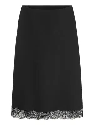 Dior Midi-length Straight Skirt With Lace Detail - Black