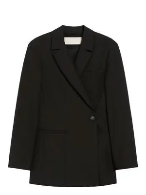IBLUES Notched Lapel Double-breasted Blazer - Black